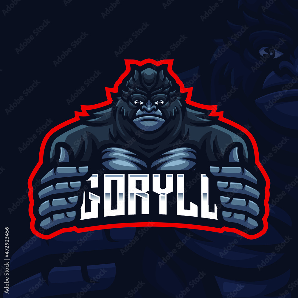 Gorilla Mascot Gaming Logo Template Stock Vector | Adobe Stock