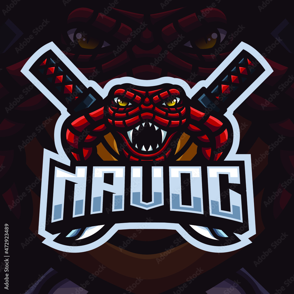 Snake with Sword Mascot Gaming Logo Stock Vector | Adobe Stock