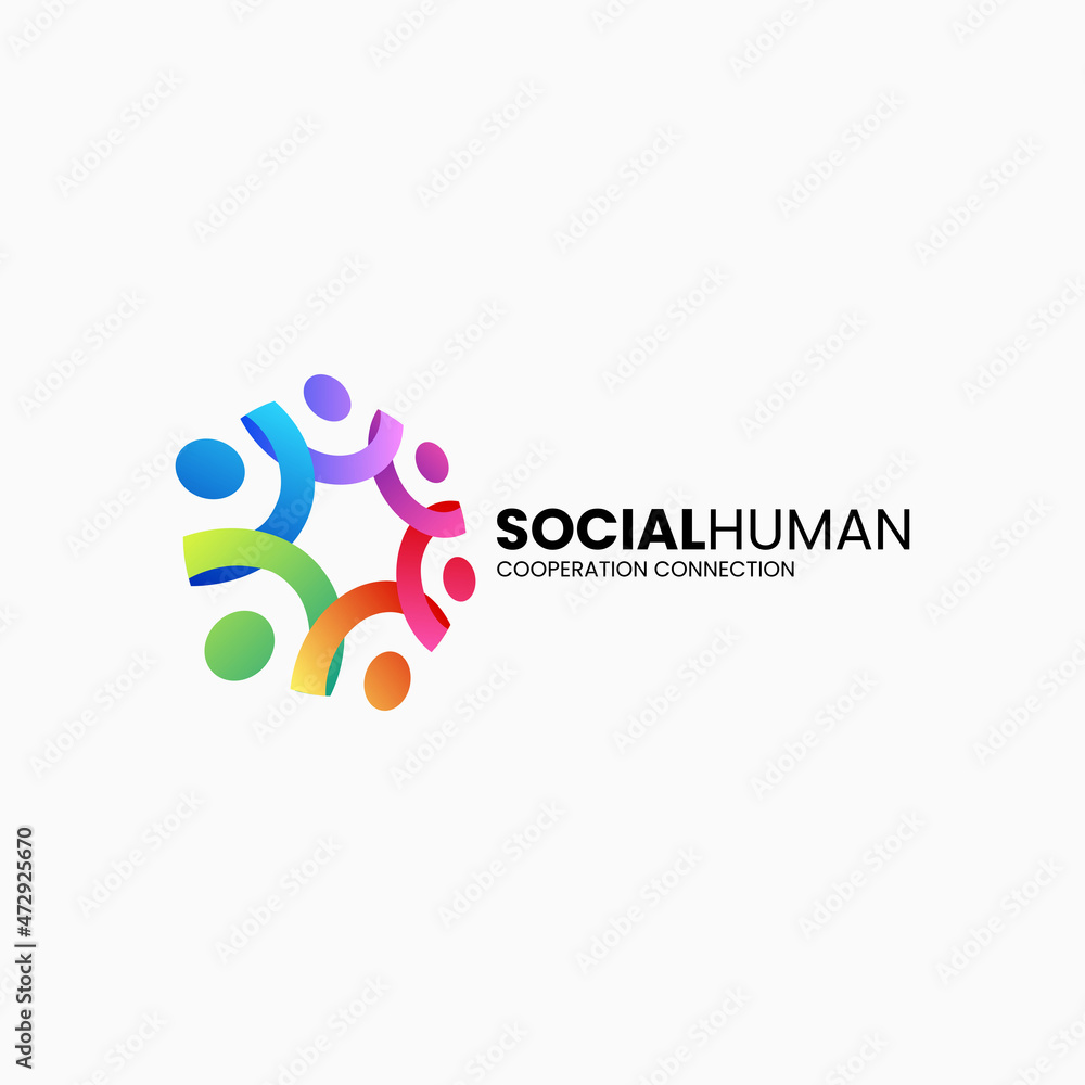 Vector Logo Illustration Social Human Gradient Colorful Style. Stock ...