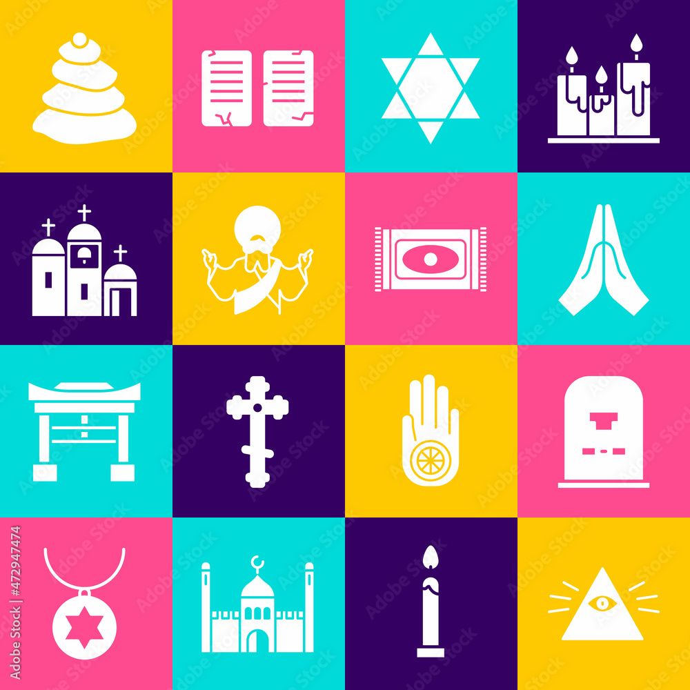 Set Masons, Tombstone with RIP written, Hands in praying position, Star ...