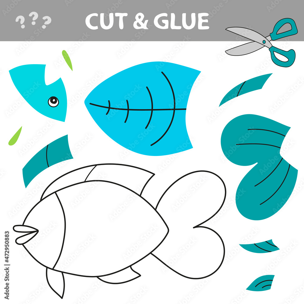 Cut and glue - Simple game for kids. Use scissors and glue and restore ...