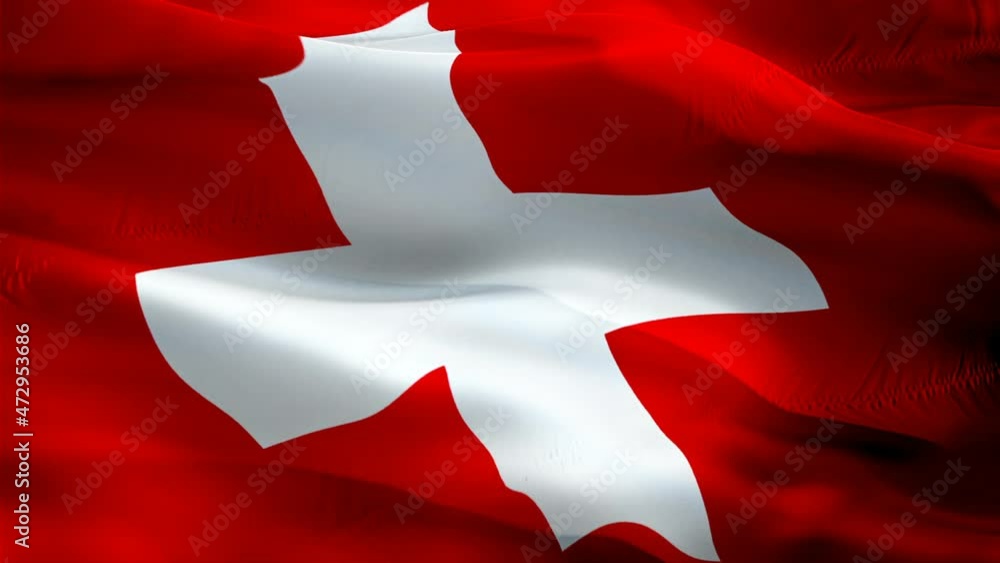 Swiss flag. 3d Switzerland sign waving video. Flag of Switzerland ...