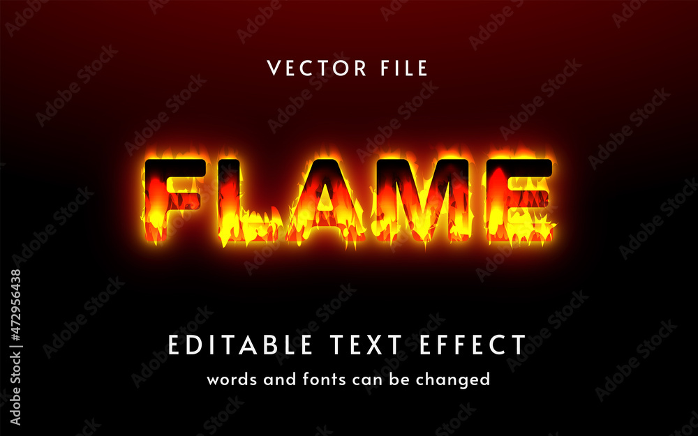 Flame style text effect fully editable Stock Vector | Adobe Stock