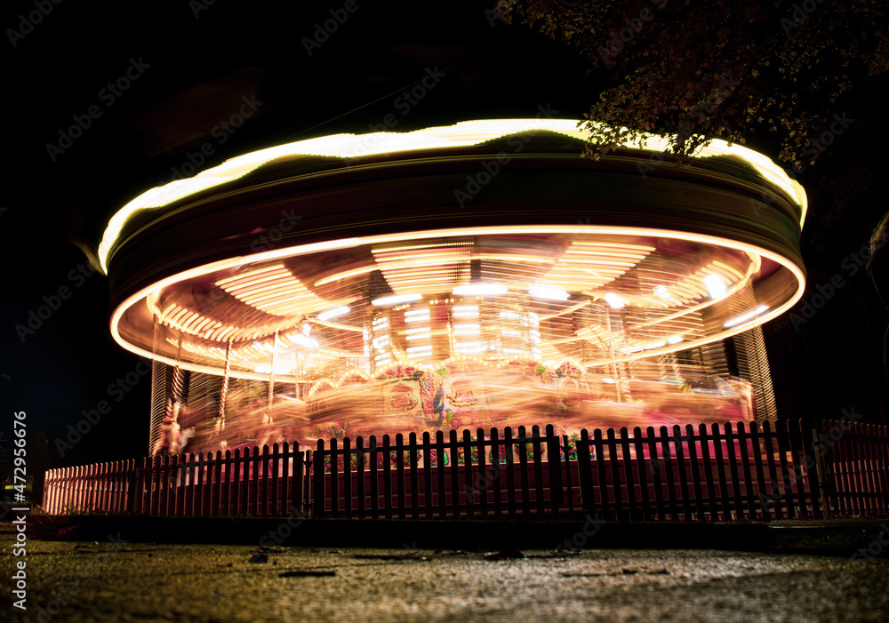Merry-Go-Round Carousel at Night Stock Photo | Adobe Stock