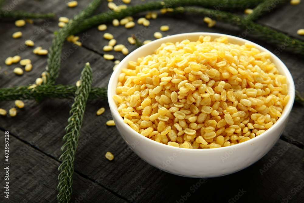 Delicious Indian snack food - baked moong dal with spices. Stock Photo ...