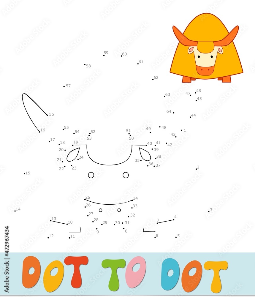 Dot to dot puzzle for children. Connect dots game. Yak illustration ...
