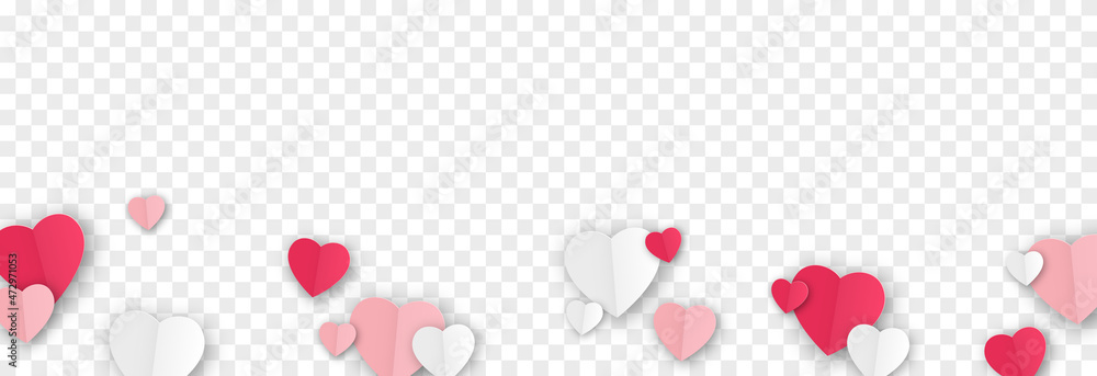 Vector paper hearts png. Valentine's day, red and white hearts png ...