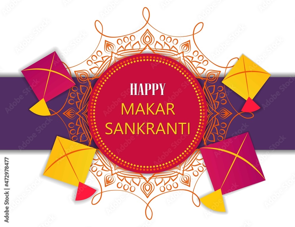 Happy Makar Sankranti, Colorful flying kites for Makar Sankranti ...