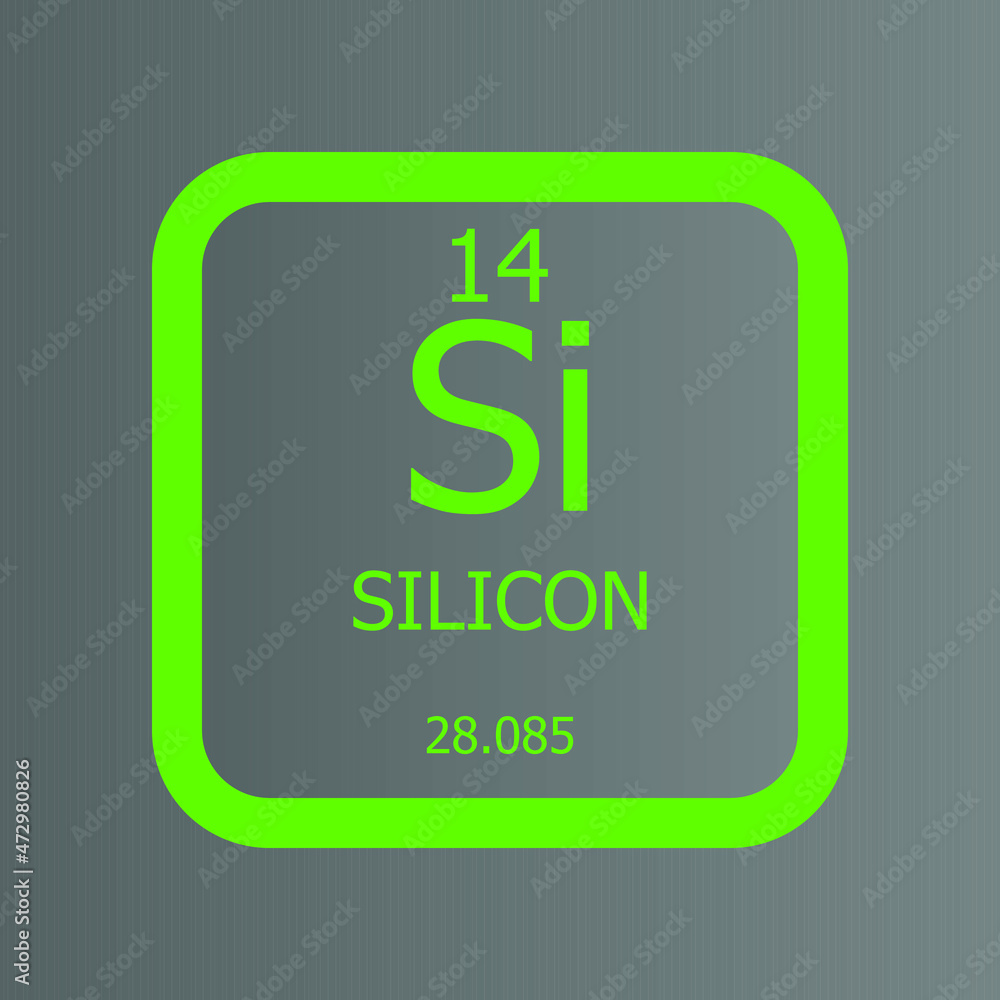 Silicon Si Chemical Element vector illustration diagram, with atomic ...