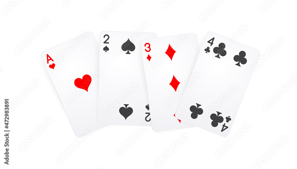 Vector illustration of cards for playing poker and casino isolated on ...
