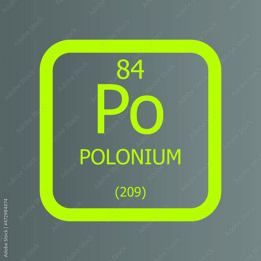 Polonium Po Chemical Element vector illustration diagram, with atomic ...