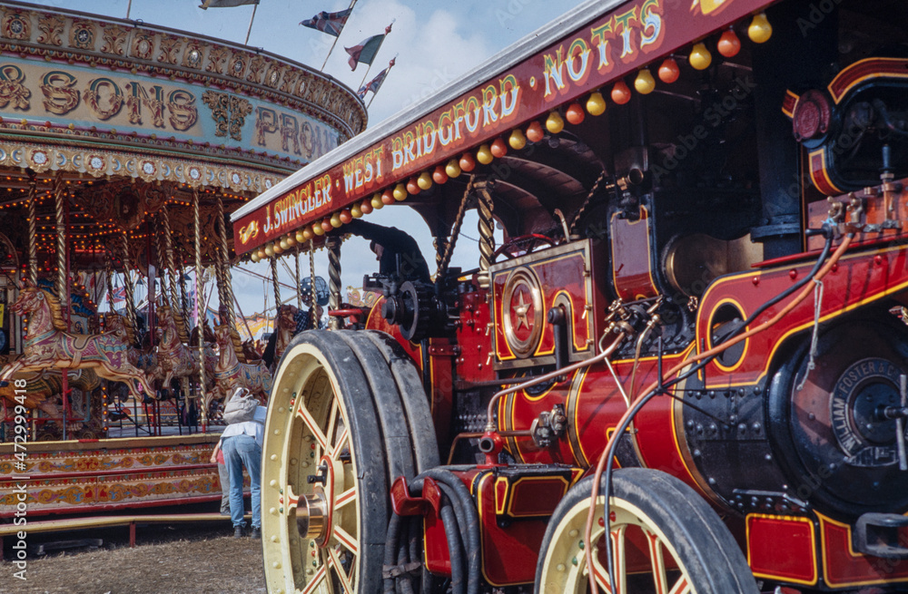 Steam engines at the fair. Showmen engine. Nostalgic machines. Antiques ...