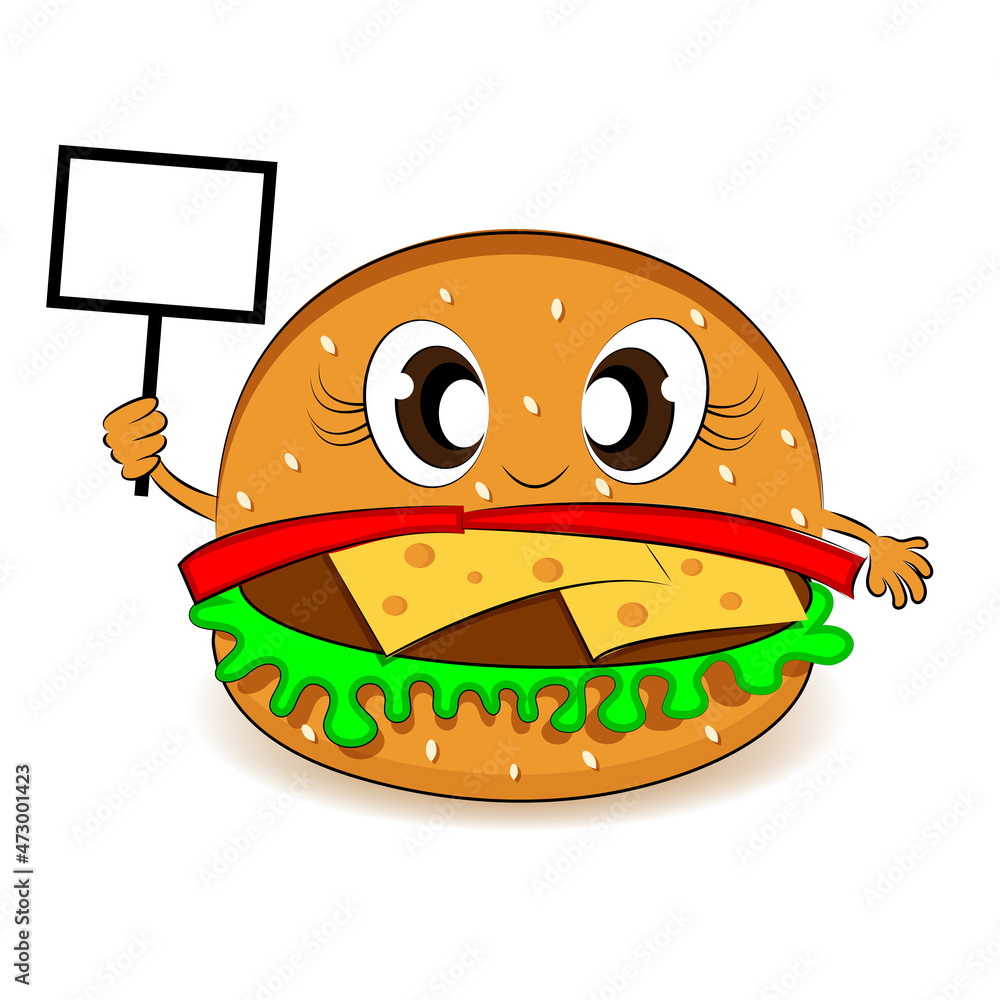 hamburger character cute funny poster you can paste your text on the ...