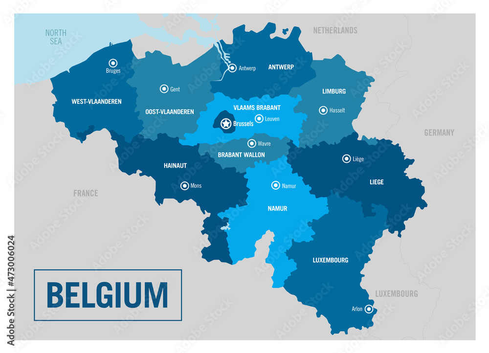 Belgium country political map. Detailed vector illustration with ...