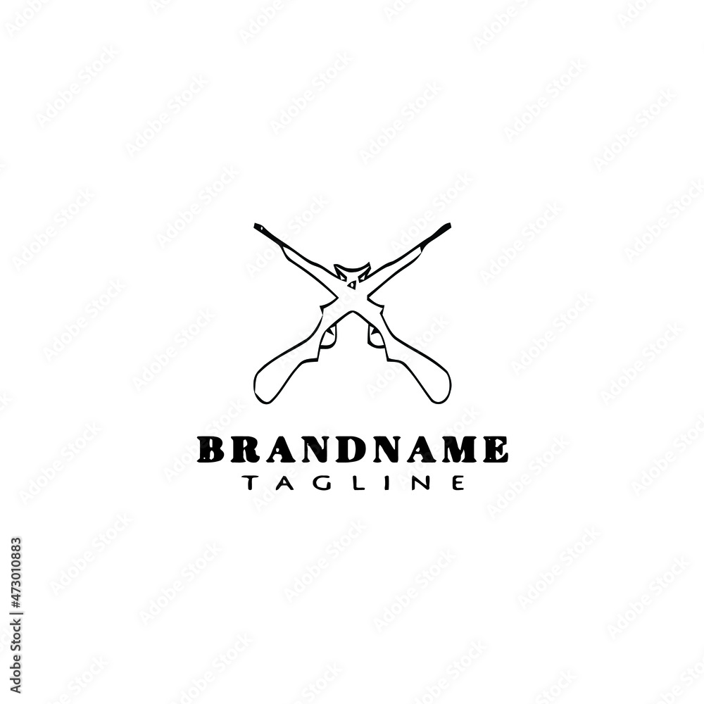 crossed gun logo cartoon cute template icon black isolated vector ...