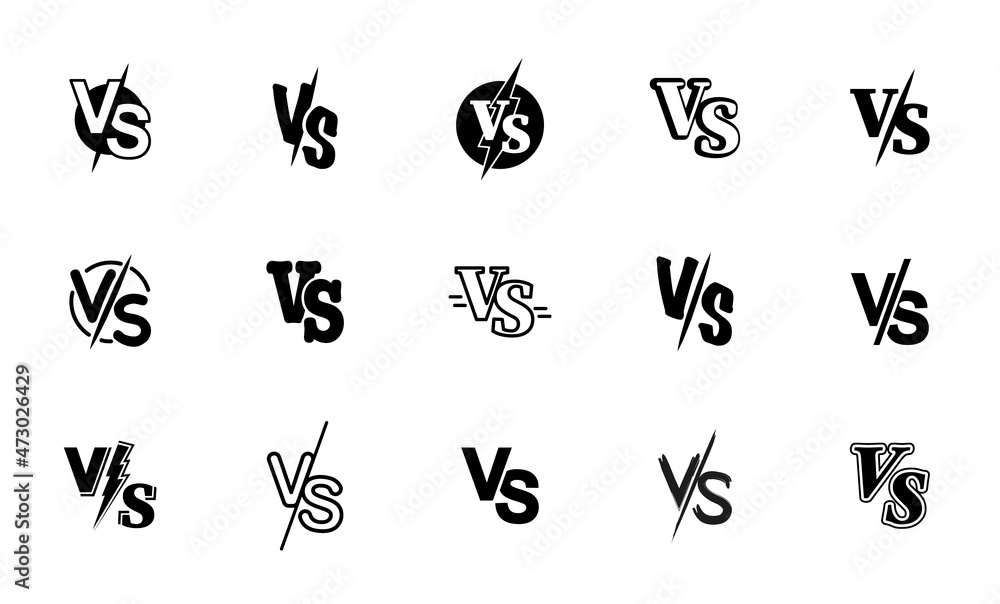 Set of versus logo letters. Collection of VS versus letters icons. VS ...