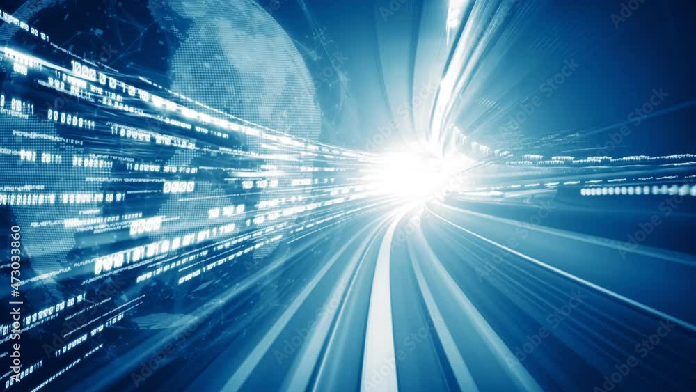 Digital data flow on road in concept of cyber global communication and ...