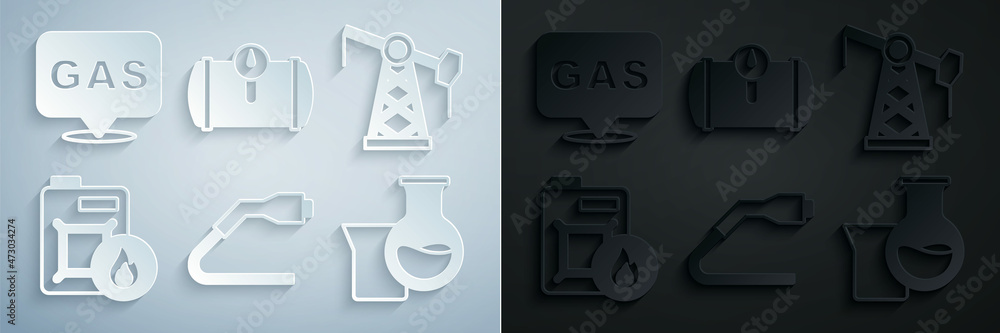 Set Electrical cable plug charging, Oil pump or pump jack, Canister for ...