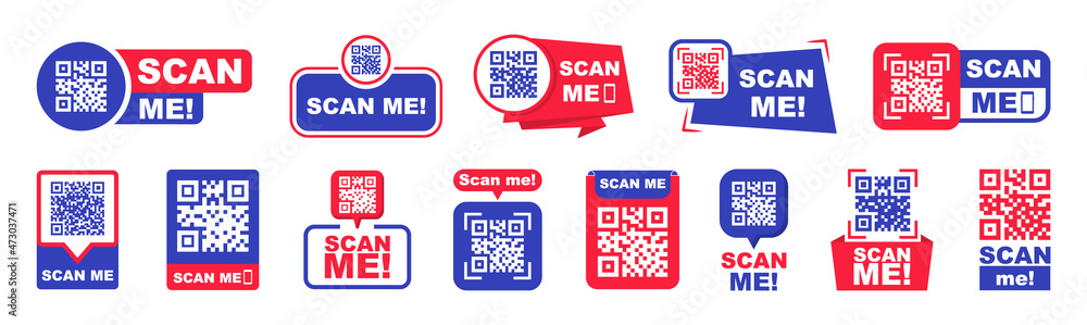 Set of QR codes with inscription scan me with smartphone. Scan qr code ...
