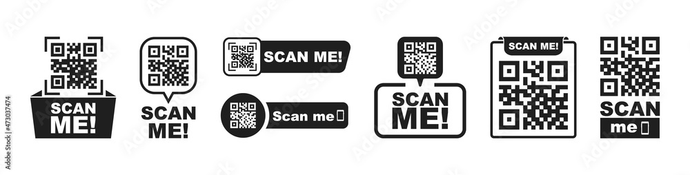 QR codes for smartphone. QR code with inscription scan me with ...