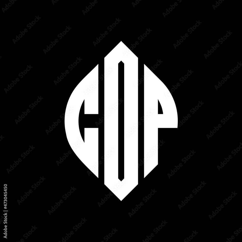 COP circle letter logo design with circle and ellipse shape. COP ...