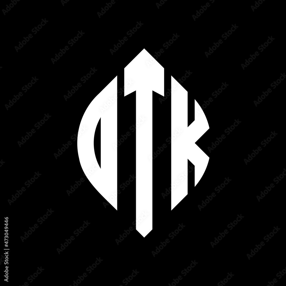 DTK circle letter logo design with circle and ellipse shape. DTK ...