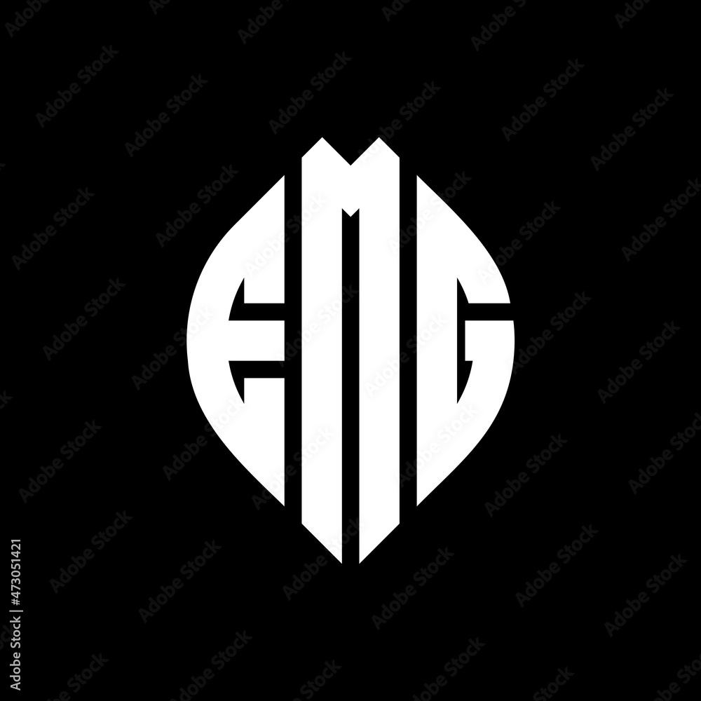 EMG circle letter logo design with circle and ellipse shape. EMG ...
