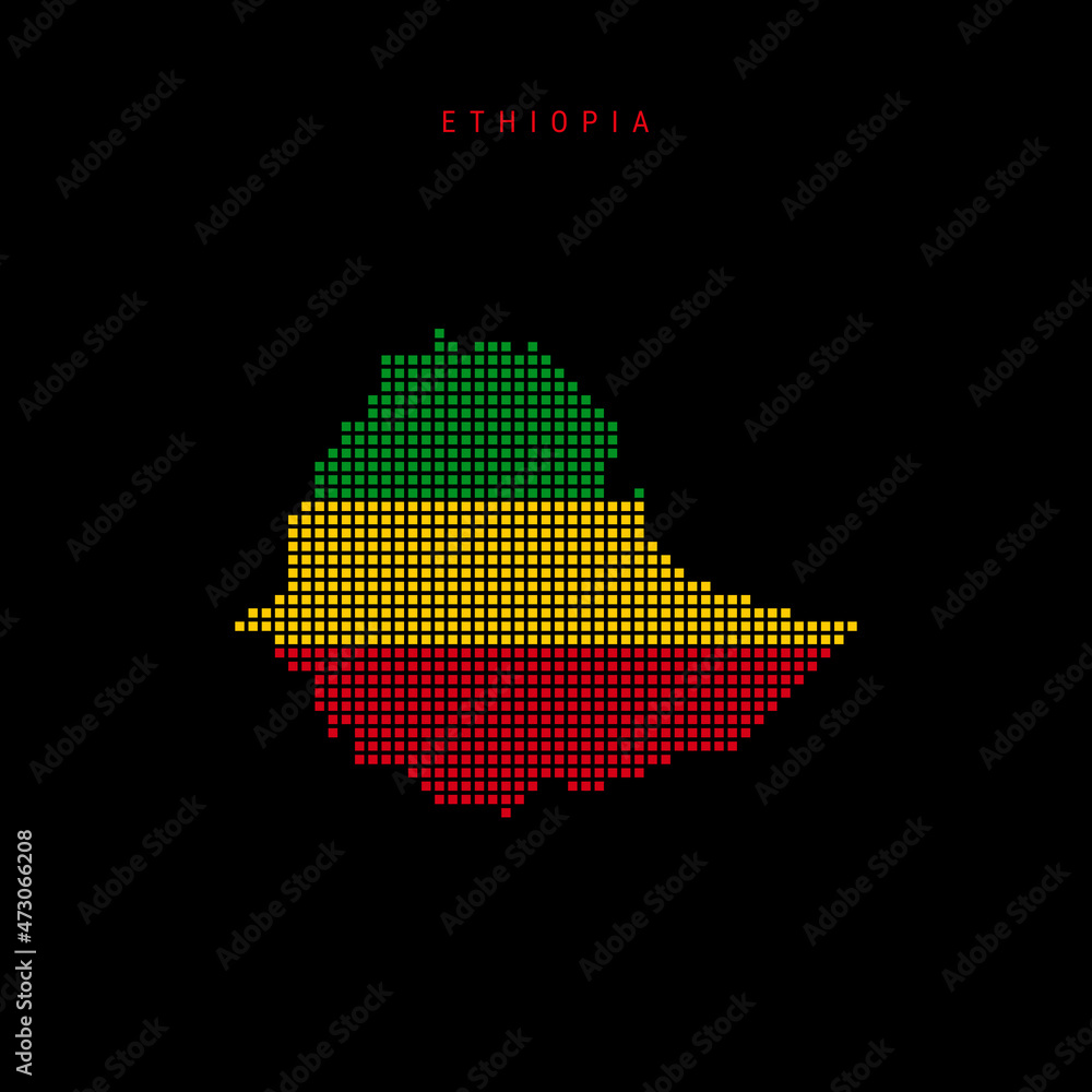 Square dots pattern map of Ethiopia. Ethiopian dotted pixel map with ...