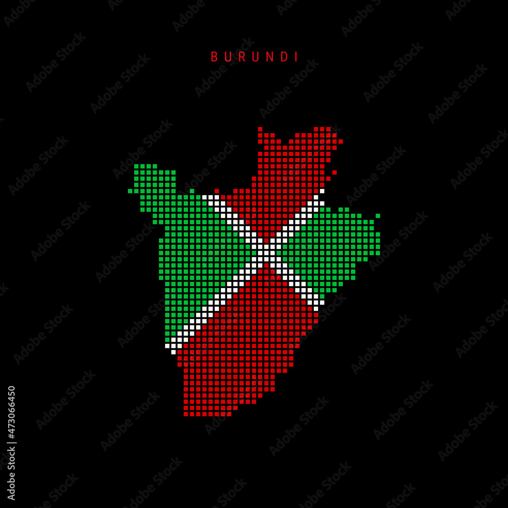 Square dots pattern map of Burundi. Burundian dotted pixel map with ...