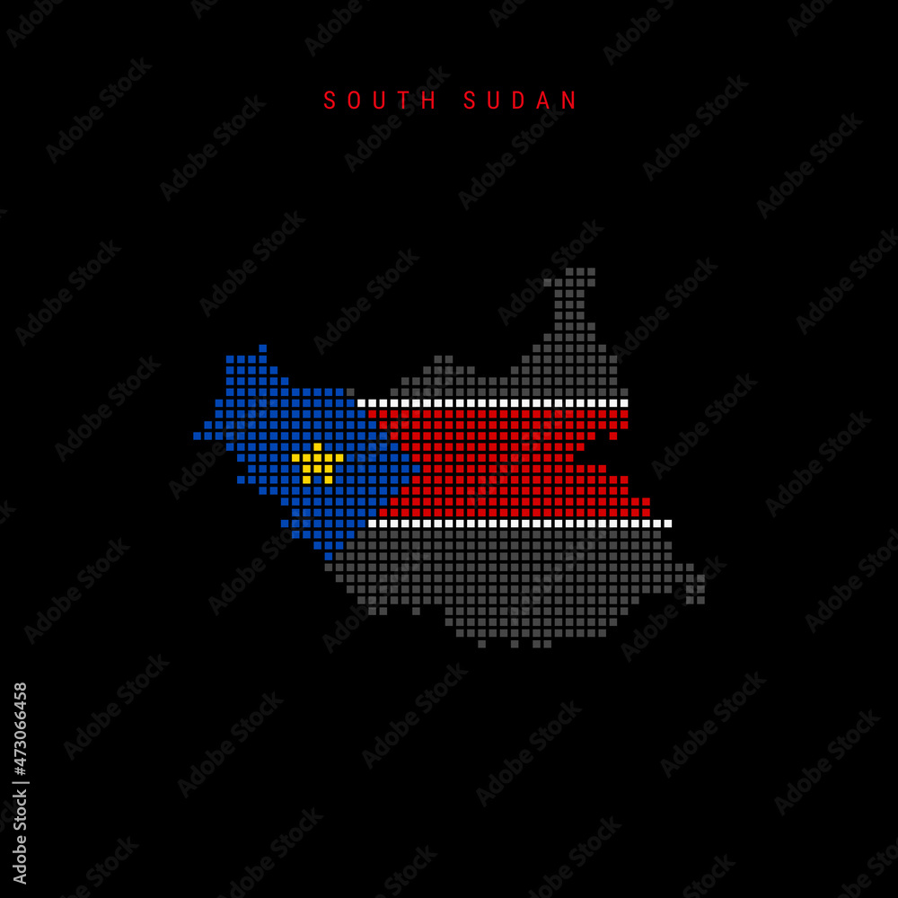 Square dots pattern map of South Sudan. South Sudanese dotted pixel map ...