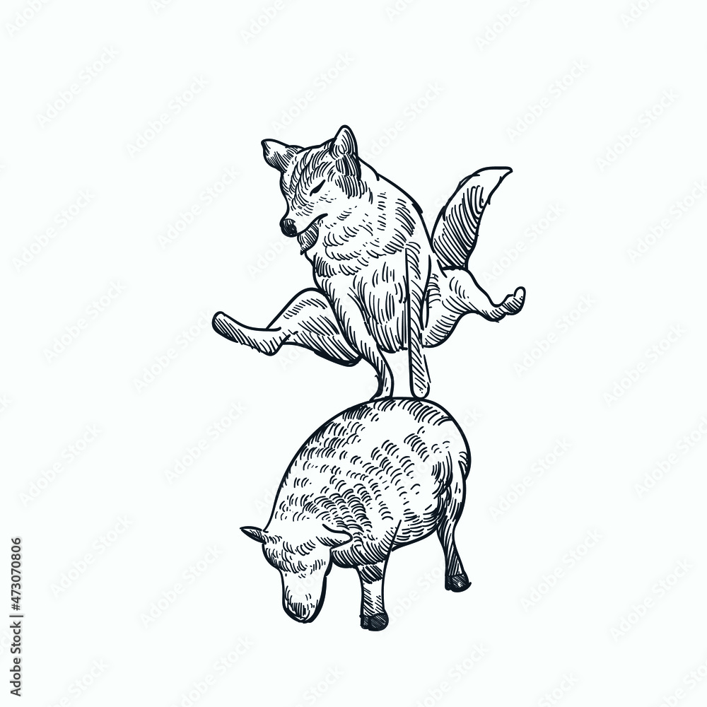 Wolf Jumping Drawing