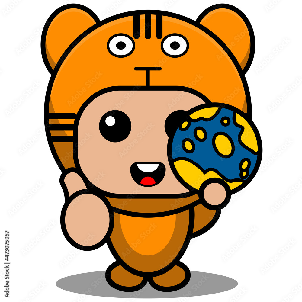 vector cartoon character mascot costume animal predator cute tiger ...