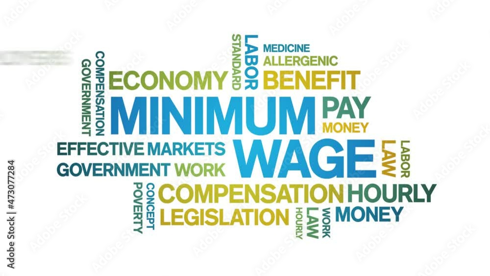 Minimum Wage Animated tag word cloud;text design animation kinetic ...