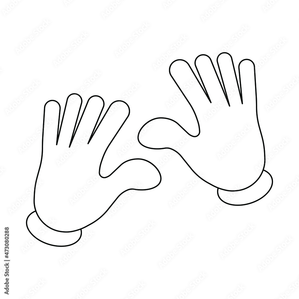 Cartoon hands gesture. Traditional cartoon white glove. Vector clip art ...