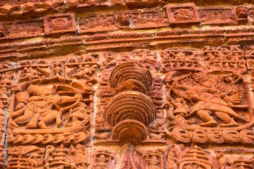 Terracotta Temple Wall : Beautiful terracotta carving scenes of ...