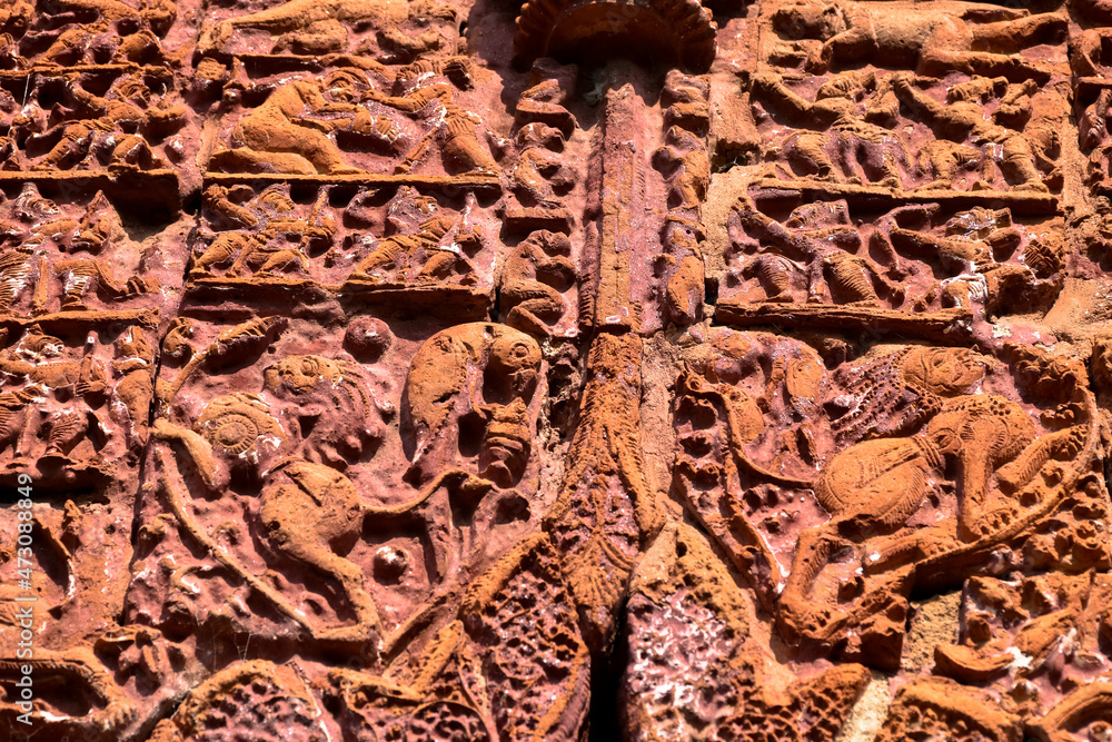 Terracotta Temple Wall : Beautiful terracotta carving scenes of ...