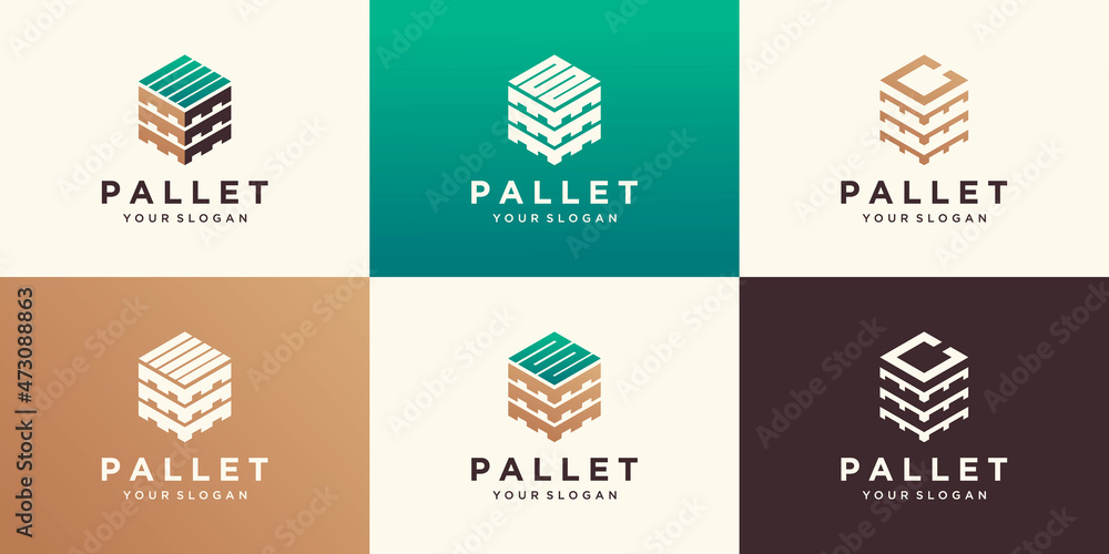 Wood pallets with hexagon log design templates. Modern easy to edit ...