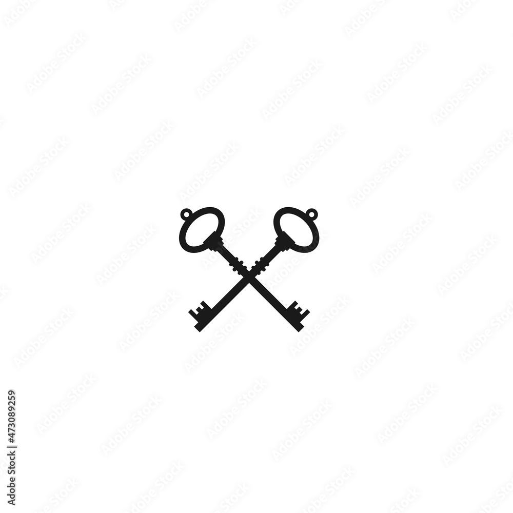 Two crossed vintage keys. Royal retro turnkeys. Real estate logo ...