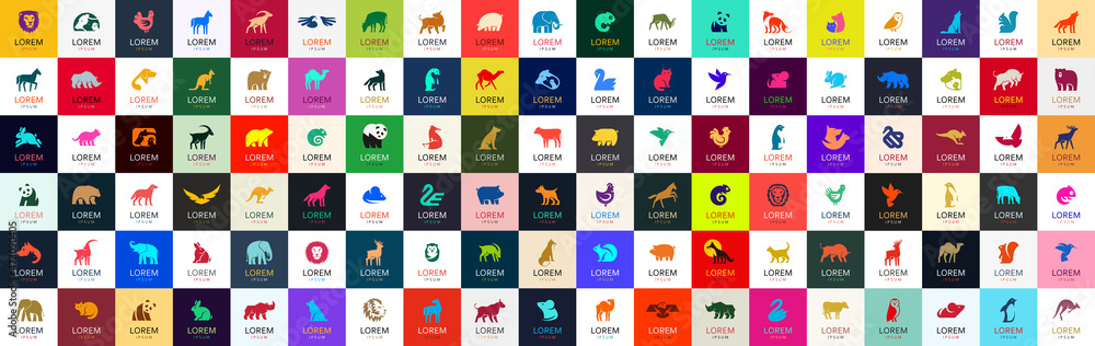 Animals logos collection. Animal logo set. Icon design Stock Vector ...