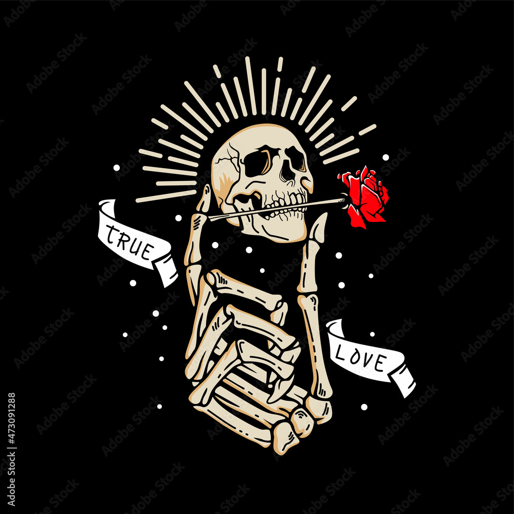 Poster vintage skeleton hand holding skull head – Wall Art | UkPosters