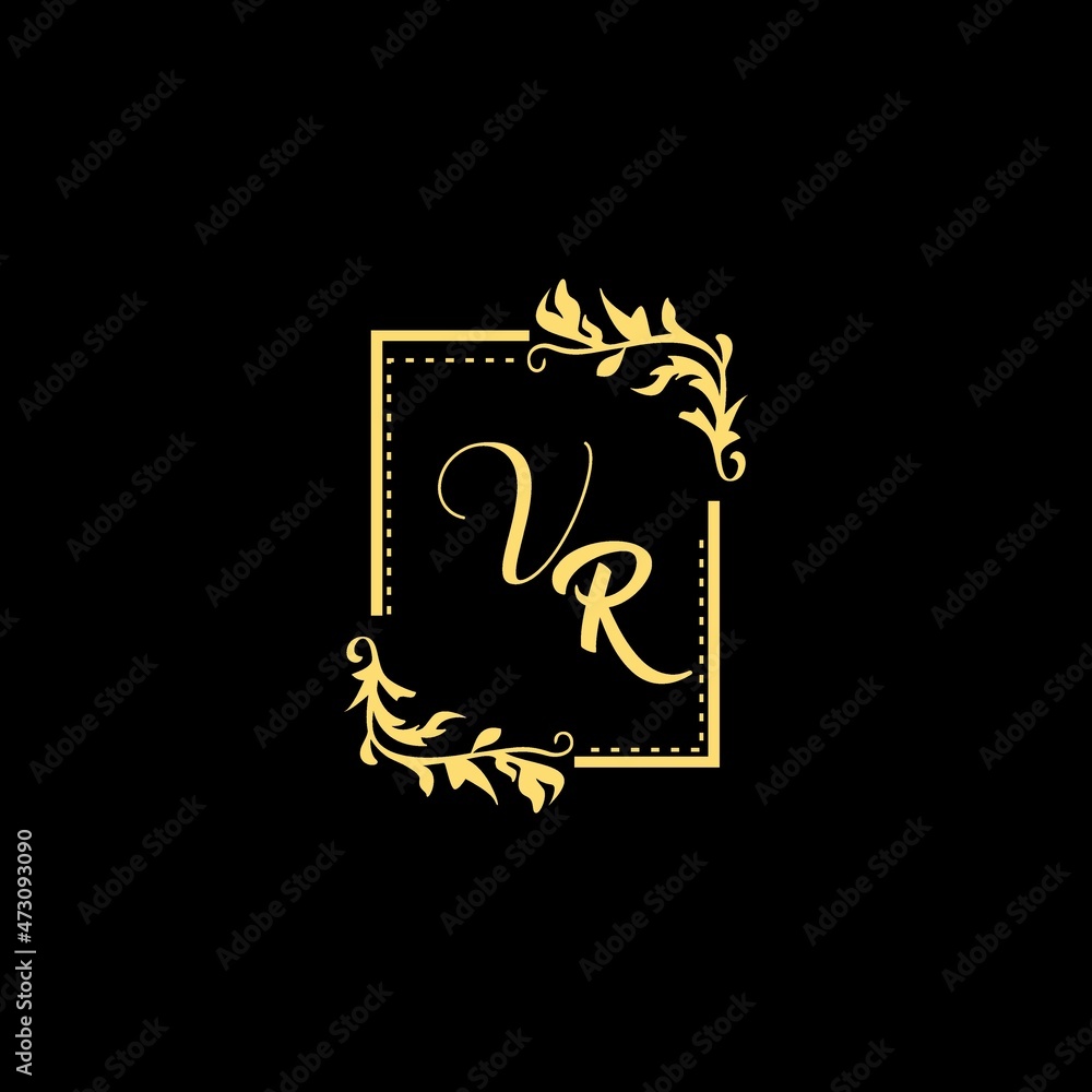VR elegant and luxury wedding initial logo design with square gold ...