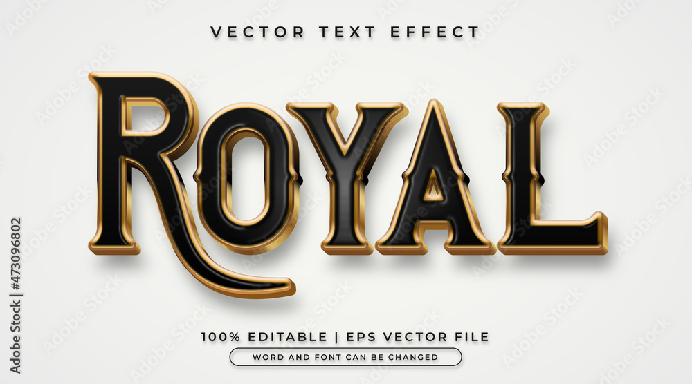 Royal text, black and gold editable text effect style Stock Vector ...
