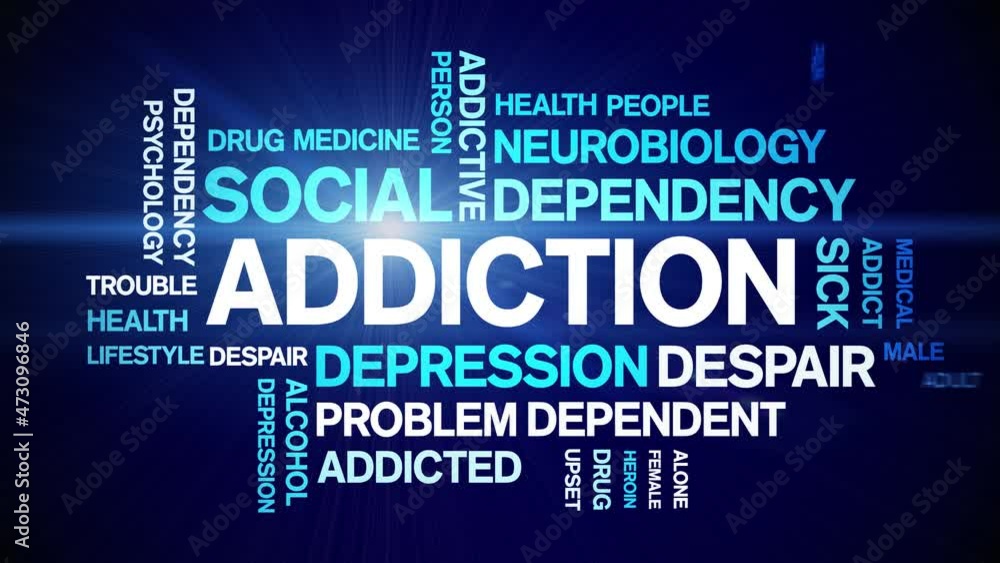 Addiction animated tag word cloud;text design animation kinetic ...