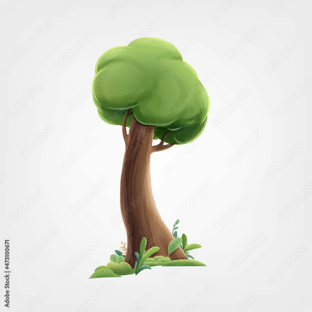 cartoon tree element for natural composition Stock Vector | Adobe Stock