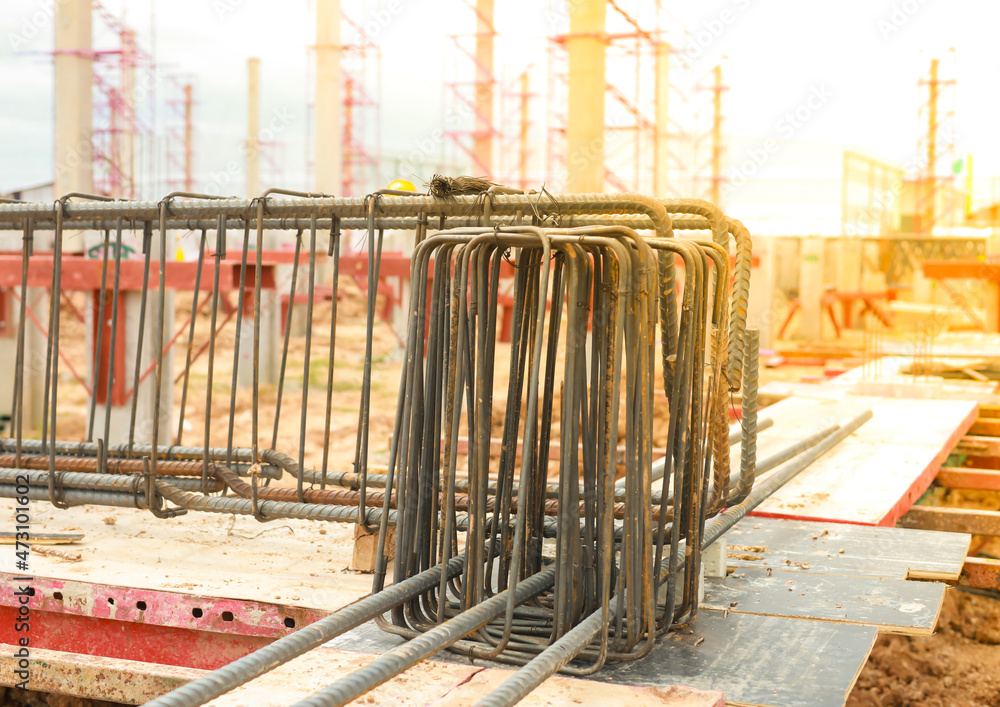 Poster Reinforcement steel rod and deformed bar with rebar at ...