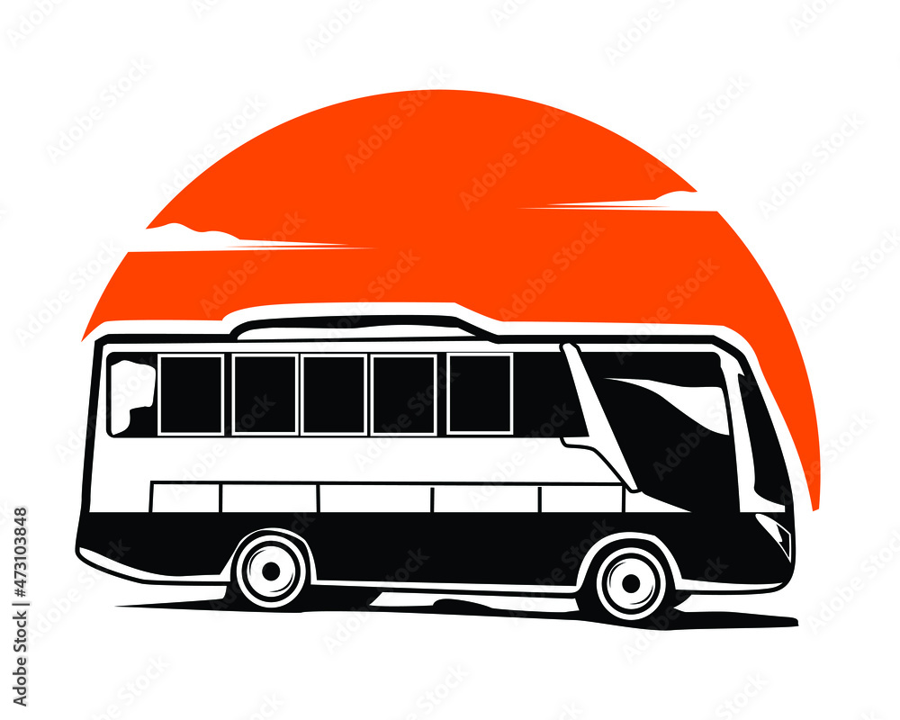 silhouette bus car logo. isolated white background side view with ...