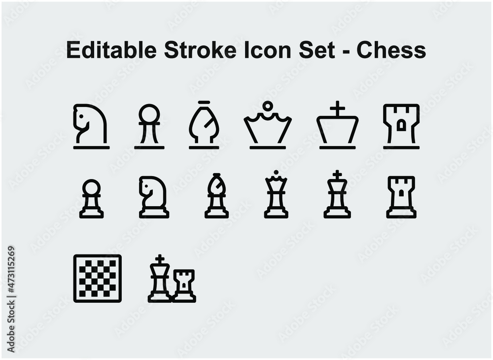 set of thin signs and symbols about chess, vector icons Stock Vector ...