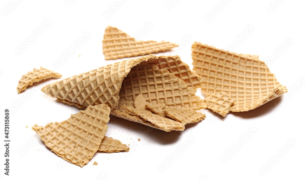 Broken ice cream cone, cornet isolated on white background Stock Photo ...