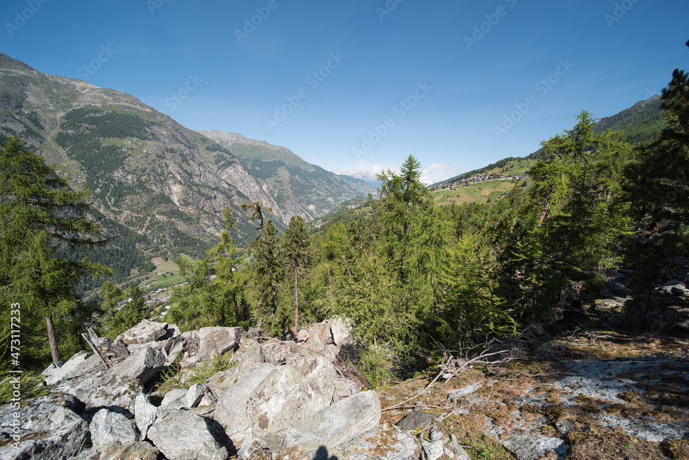 landscape and view of the matter valley from the europa hiking trail ...