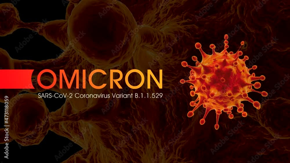 SARS-CoV-2 Coronavirus variant Omicron B.1.1.529. Microscopic view of a ...